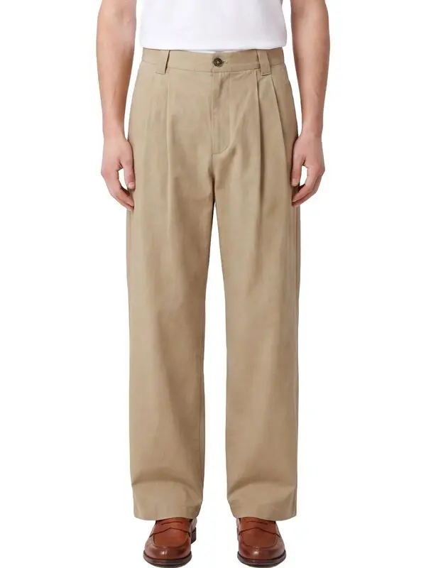 A.p.c. Ricky Pleated Wide-leg Cotton Trousers - Beige