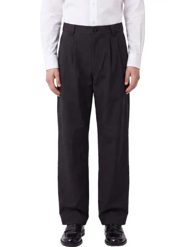 A.p.c. Ricky Pleated Wide-leg Cotton Trousers - Black