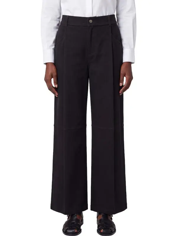 Brunello Cucinelli Wide-leg Cotton And Silk Blend Trousers With Pleats - Black