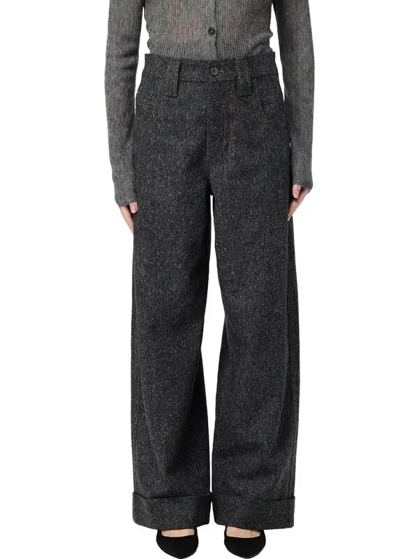 Brunello Cucinelli High-waisted Wool Blend Trousers - Grey