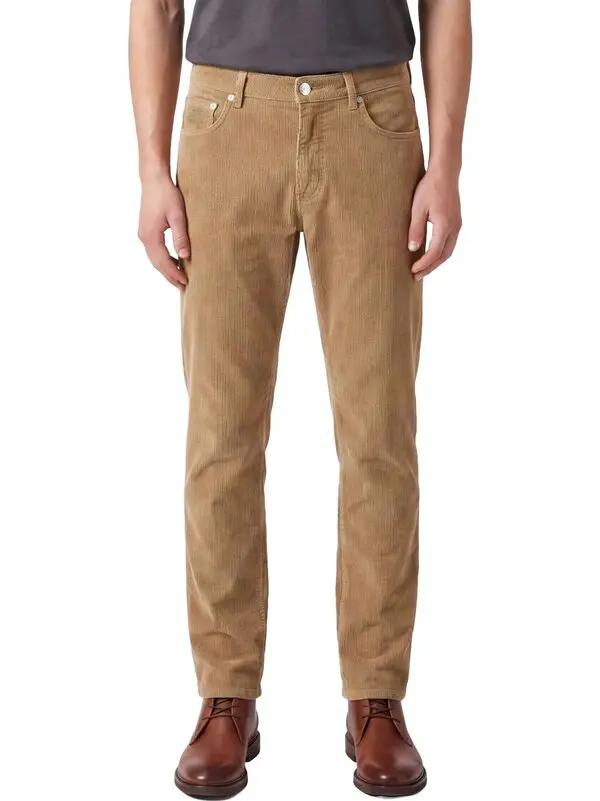 Brunello Cucinelli Slim Fit Corduroy Cotton Trousers - Camel