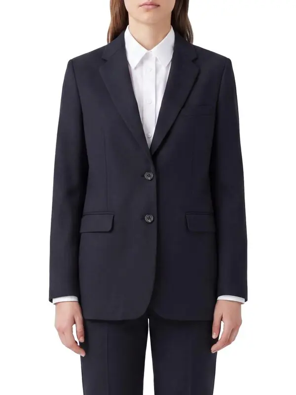 A.p.c. Single-breasted Wool Blazer With Notch Lapel And Flap Pockets - Blue