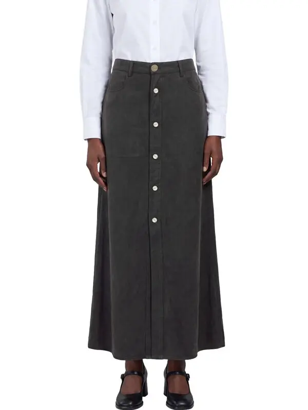 Pinko A-line Midi Skirt With Button Detail - Black
