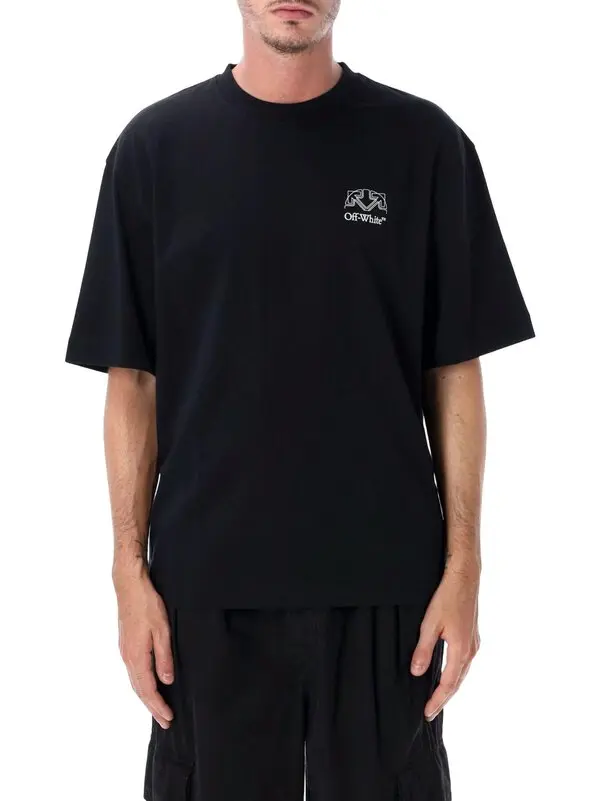 Off-White Arrow Logo Cotton T-shirt With Dropped Shoulders - Black
