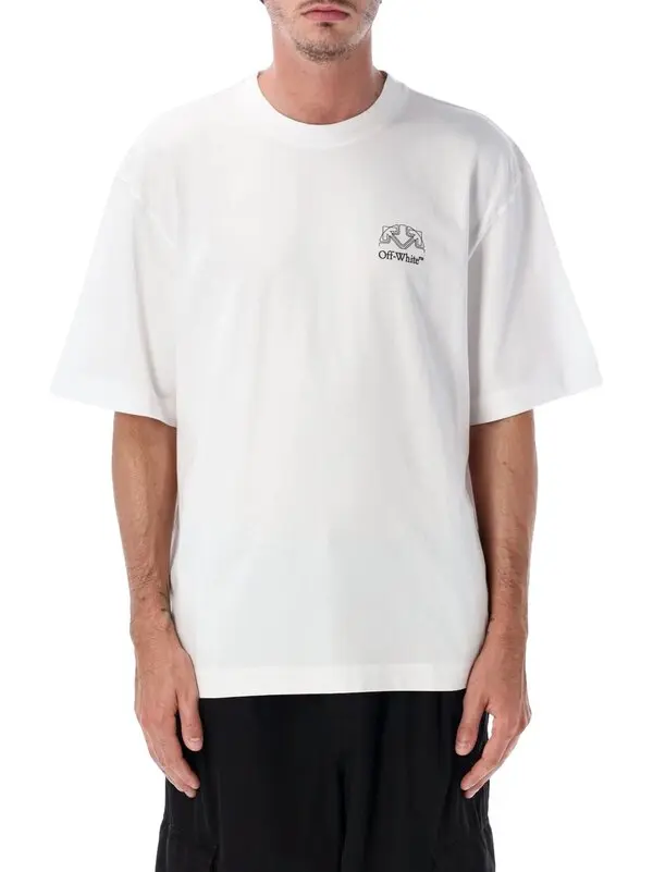 Off-White Arrow Logo Cotton T-shirt With Dropped Shoulders - White