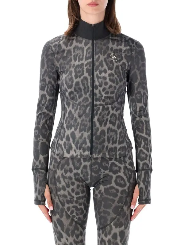 Adidas By Stella McCartney Animalier Print Zip-up Turtleneck Sweatshirt - Grey