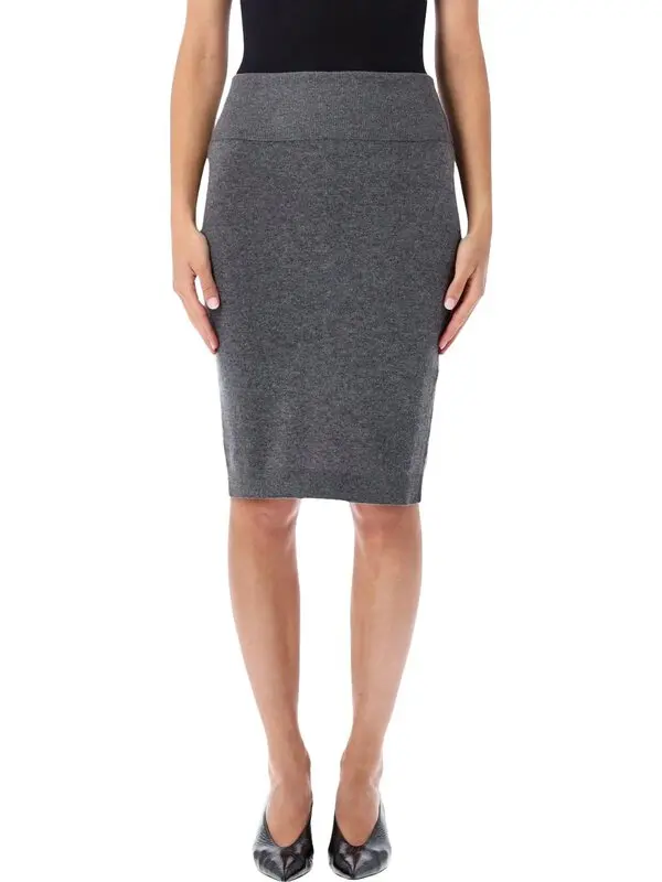 Stella McCartney High-waisted Wool Knit Pencil Mini Skirt - Grey