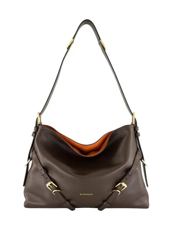 Givenchy Leather Shoulder Bag With Gold Tone Hardware - Cocoa