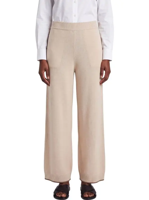 Brunello Cucinelli Wide-leg Knit Cashmere Trousers - White