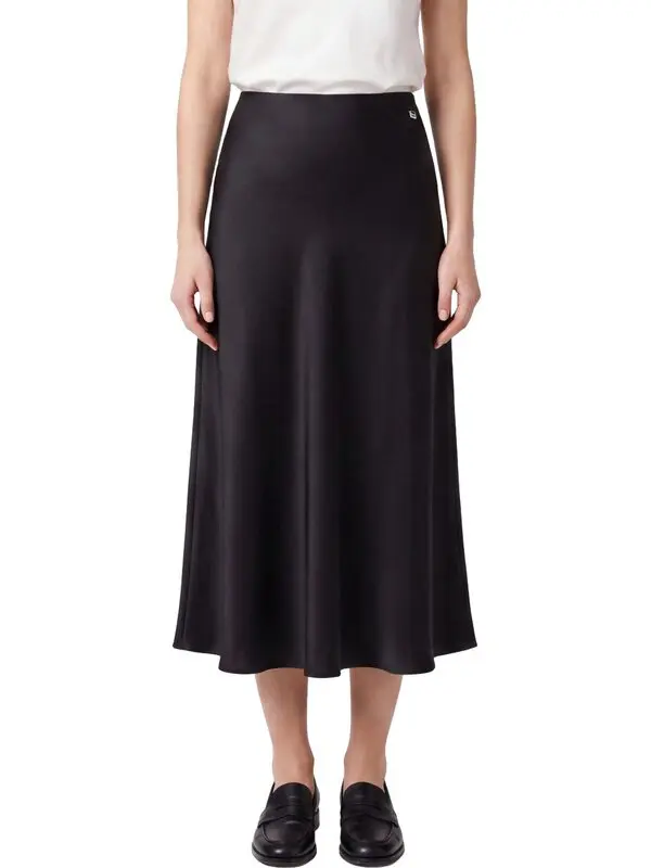 Herno High-waisted Satin Midi Pencil Skirt - Black