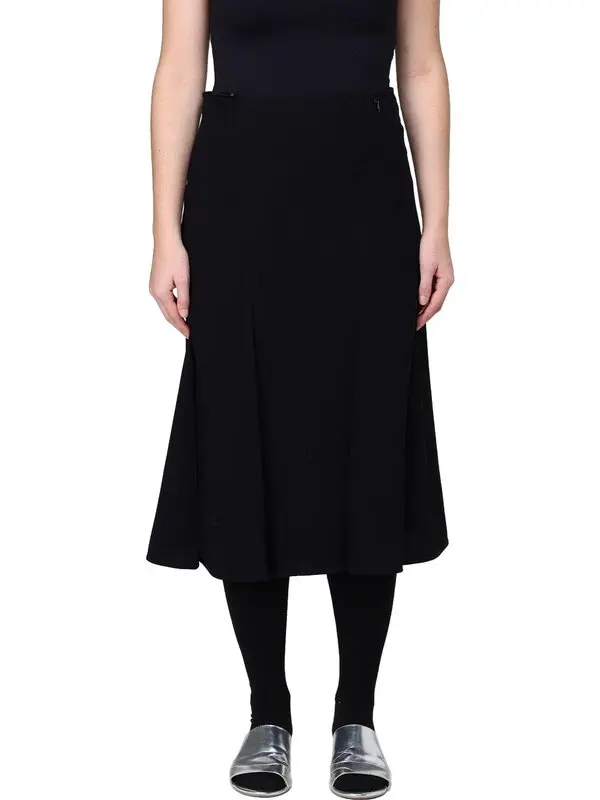 JIL SANDER High-waisted Virgin Wool A-line Midi Skirt - Black