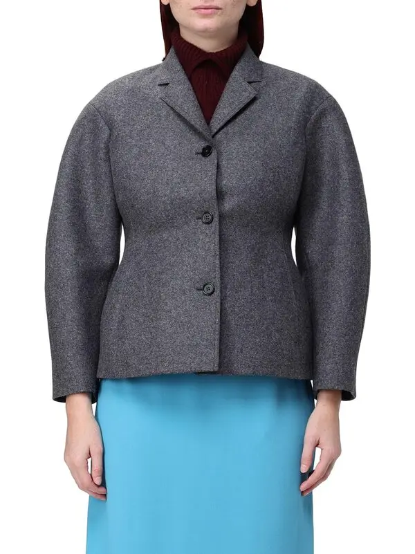 JIL SANDER Single-breasted Virgin Wool Blazer With Balloon Sleeves - Charcoal