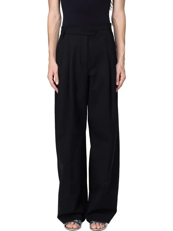 THELATEST High-waisted Virgin Wool Blend Palazzo Trousers With Darts - Black