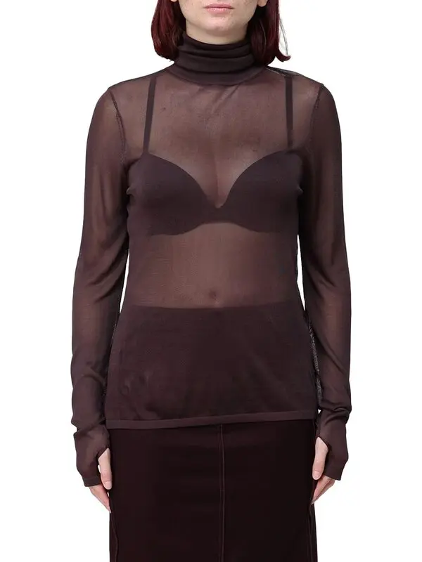 Zimmermann Long-sleeved Sheer Rayon Turtleneck Top - Cocoa