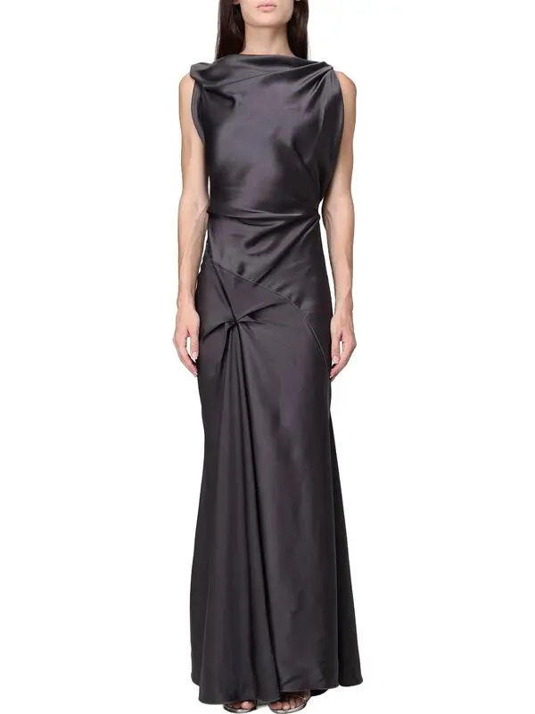 Victoria Beckham Posy Long Crêpe Evening Dress - Gold