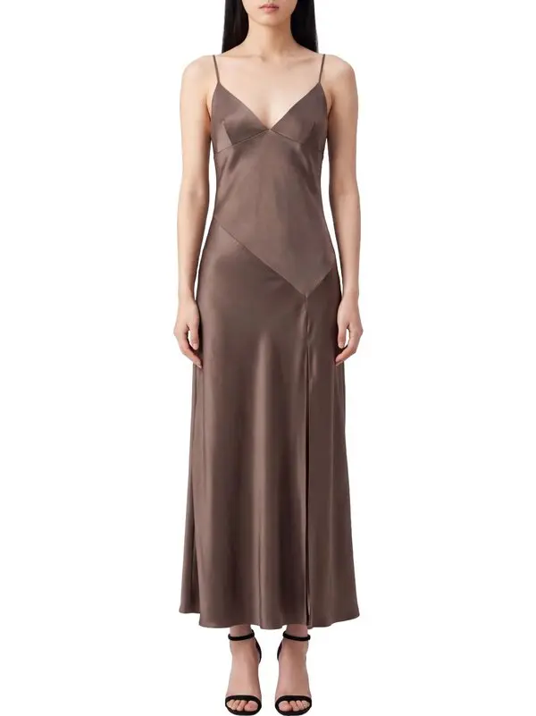 Alberta Ferretti Long Viscose Slip Dress - Grey