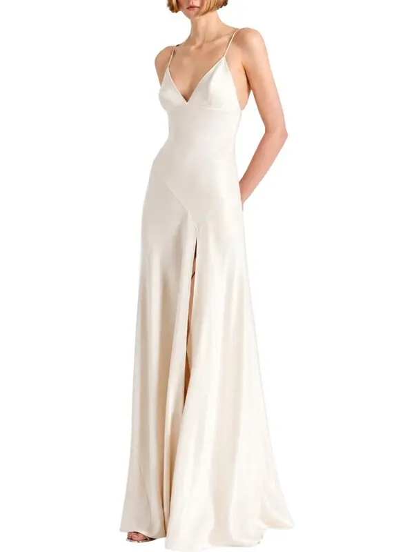 Alberta Ferretti Long Viscose Slip Dress - Ivory
