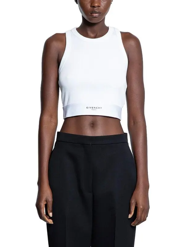Givenchy Cropped Tank Top With Logo Band - Black