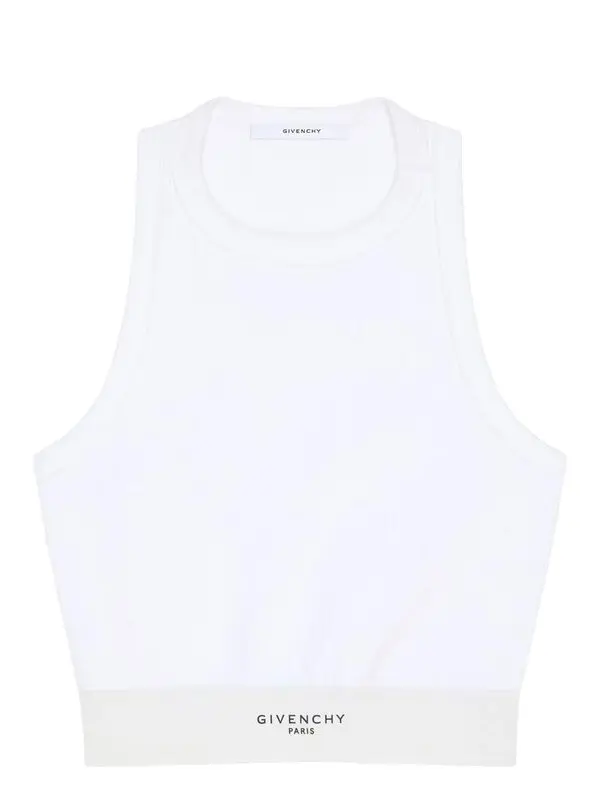 Givenchy Cropped Tank Top With Logo Band - White
