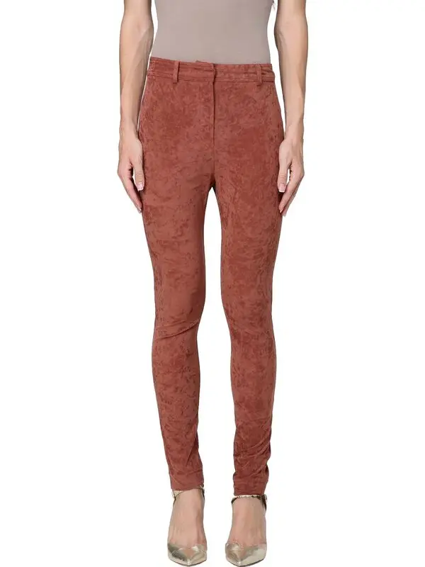 Alberta Ferretti High-waisted Skinny Stretch Velvet Trousers - Brown