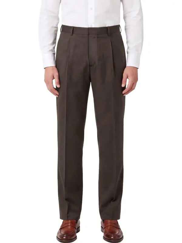 LARDINI Pure Virgin Wool Wide-leg Trousers - Brown