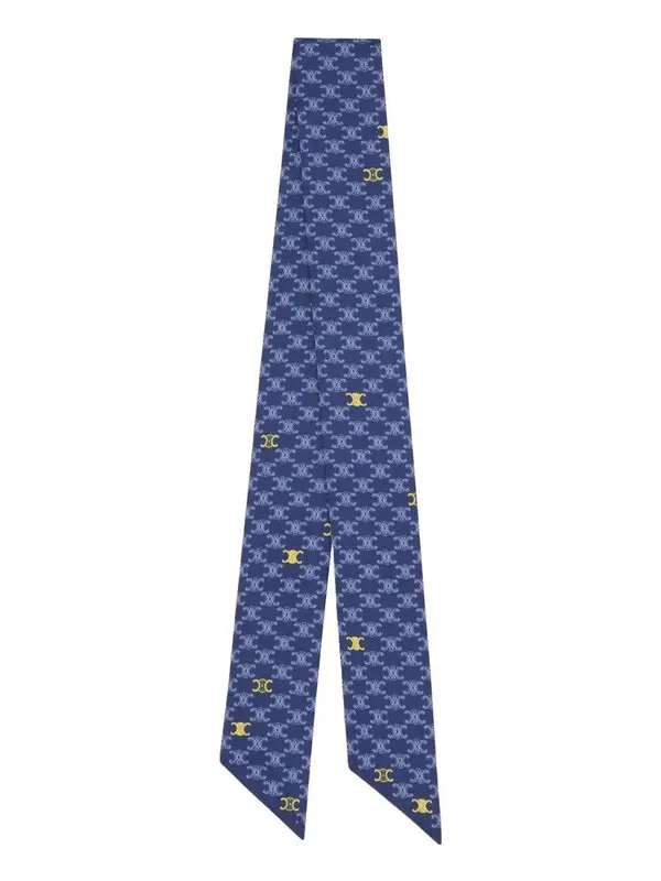 Celine Printed Silk Scarf - Navy