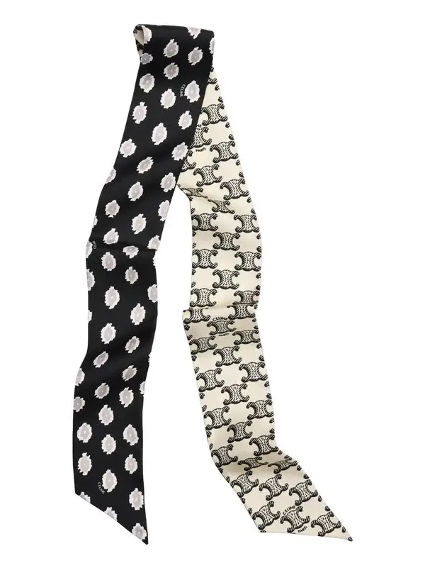 Celine Silk Scarf With Triomphe Print - Black
