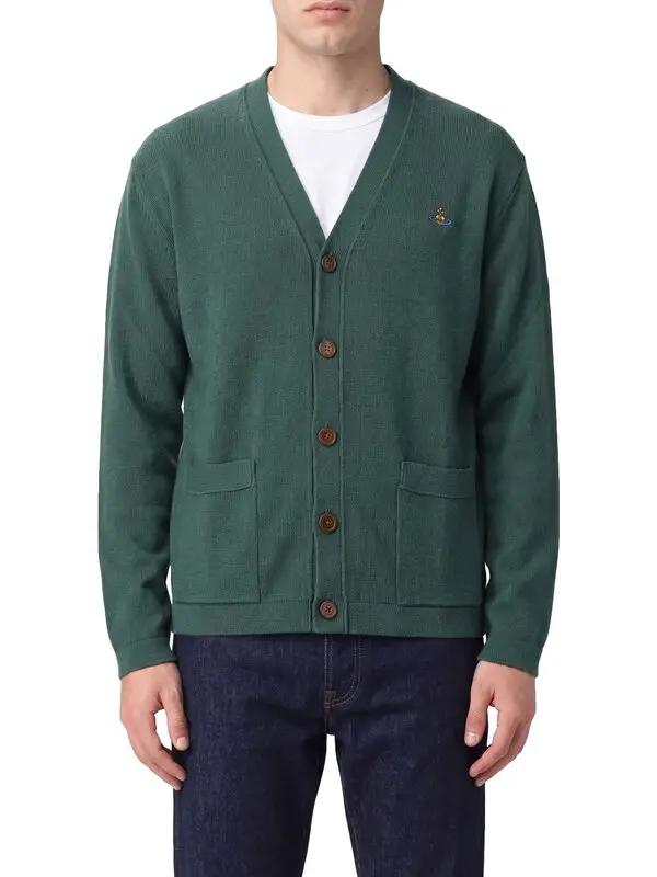 VIVIENNE WESTWOOD Orb Logo Cotton And Cashmere Cardigan - Green