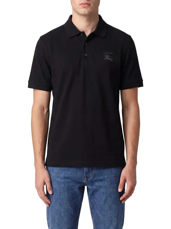 Burberry Short-sleeved Wool Polo With Equestrian Knight Design - Black