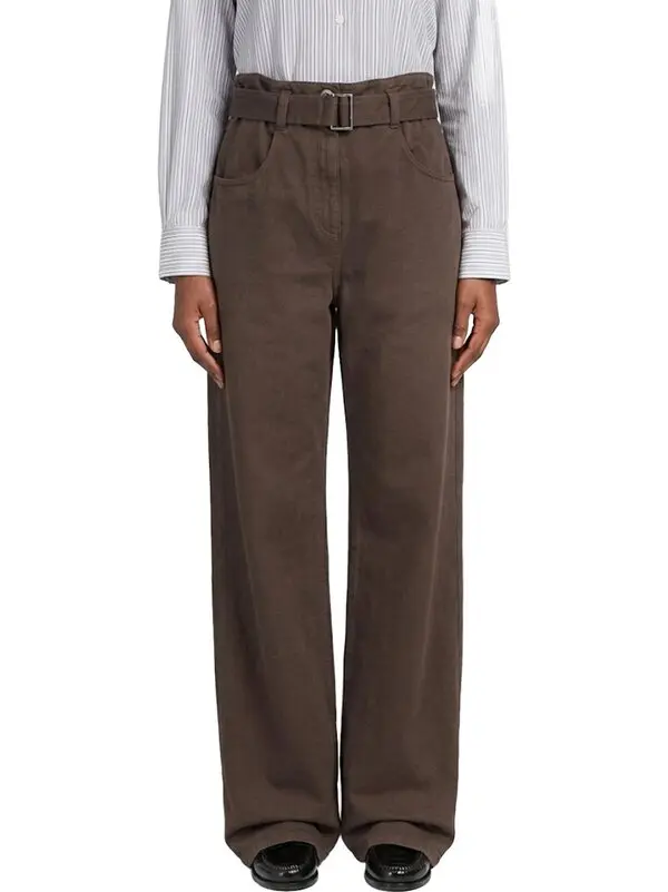 Brunello Cucinelli High-waisted Wide-leg Jeans With Monili Embellishment - Brown