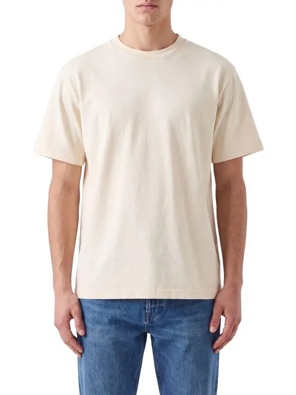 THE ROW Short-sleeved Cotton T-shirt With Crew Neck And Dropped Shoulders - Ecru