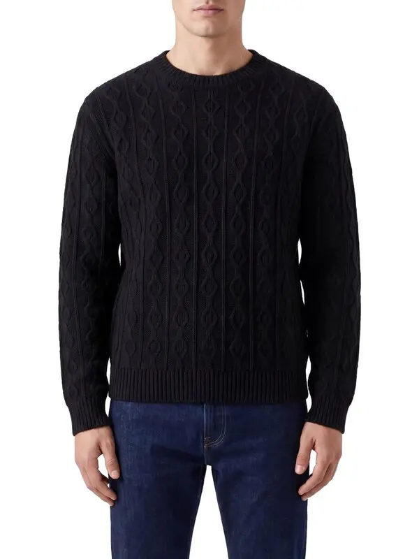 THE ROW Crewneck Pure Cashmere Jumper With Ribbed Trims - Black