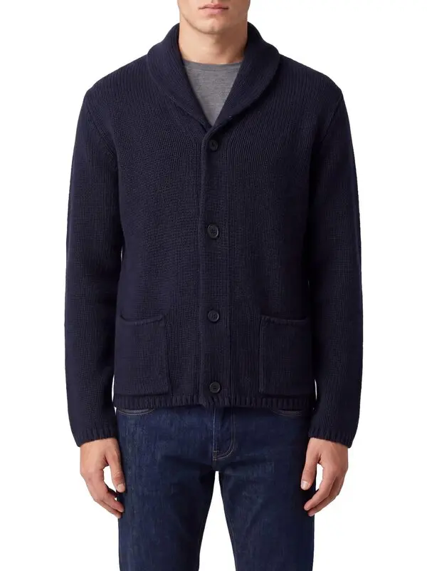 THE ROW Shawl Collar Cardigan In Cashmere And Cotton Blend - Navy