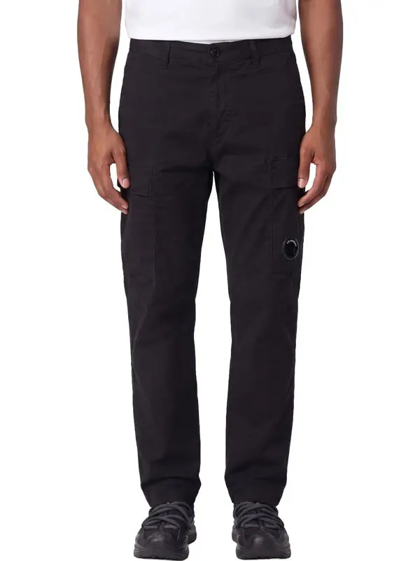 C.P. COMPANY Straight-leg Stretch-cotton Cargo Trousers With Logo - Black