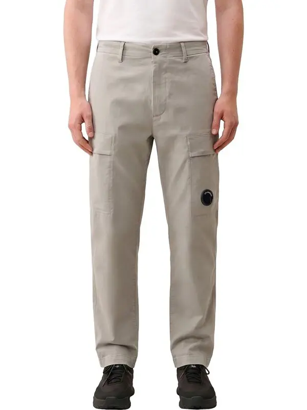 C.P. COMPANY Straight-leg Stretch-cotton Cargo Trousers With Logo - Grey