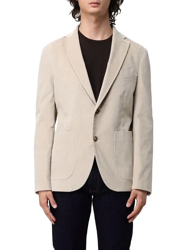 BROOKSFIELD Single-breasted Stretch-cotton Corduroy Blazer With Patch Pockets - Beige