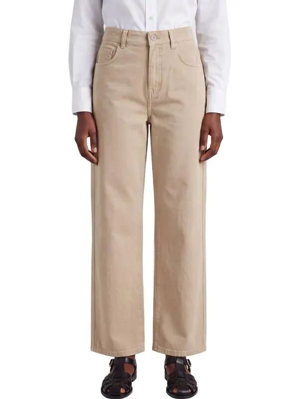 Brunello Cucinelli High-waisted Wide-leg Trousers In Cotton And Linen Blend - Beige