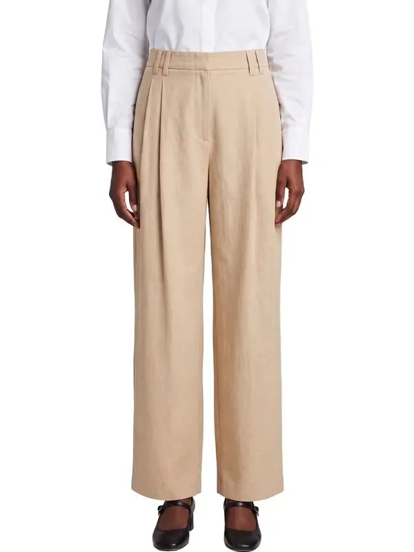 Brunello Cucinelli High-waisted Pleated Wide-leg Trousers - Beige