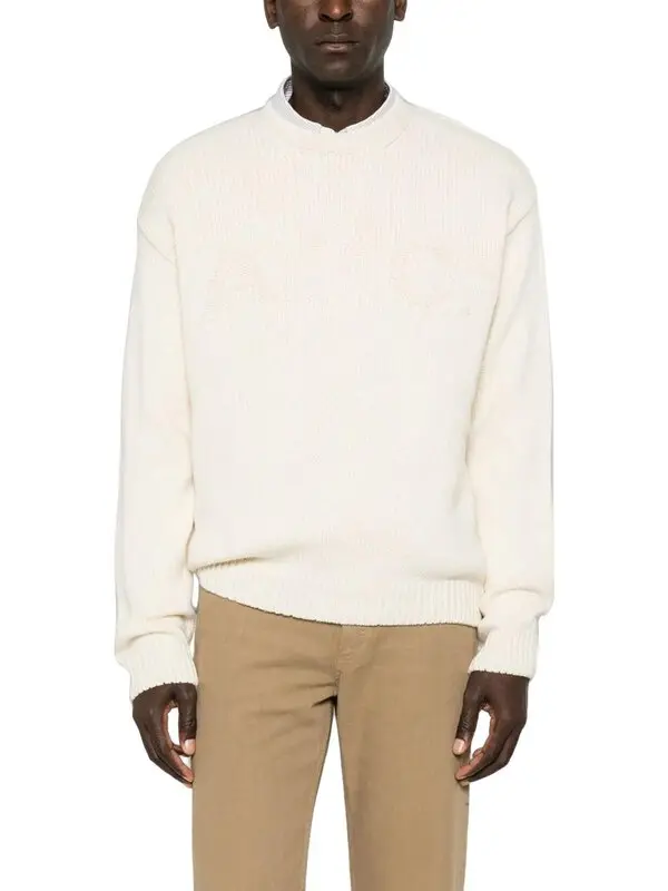 A.p.c. Crewneck Jumper In Recycled Wool With Dropped Shoulders - White