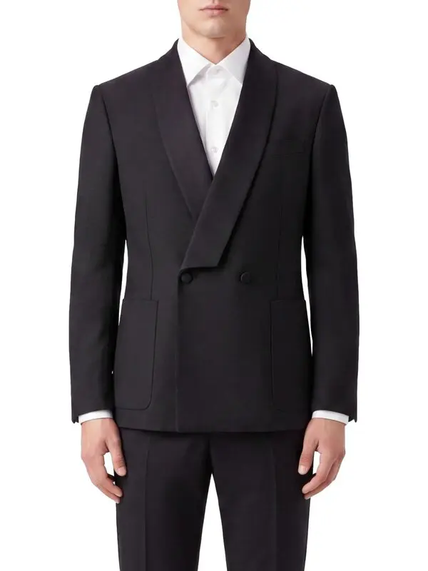 Alexander McQueen Wool Double-breasted Tuxedo Blazer With Satin Shawl Collar - Black