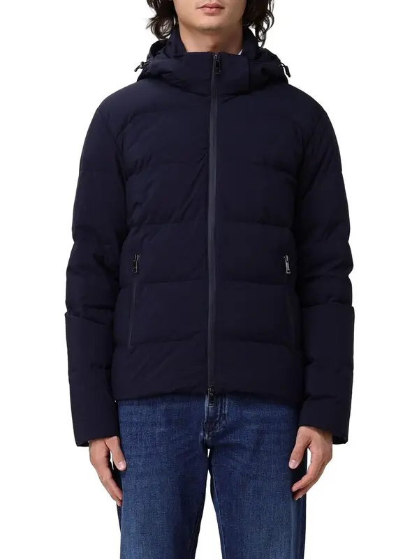 Paul & Shark Short Puffer Jacket In Water-repellent Technical Fabric With Hood - Blue