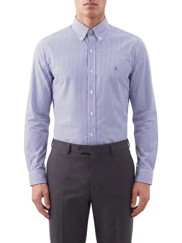 Polo Ralph Lauren Slim Fit Striped Stretch-cotton Shirt With Pony Logo - Blue 1