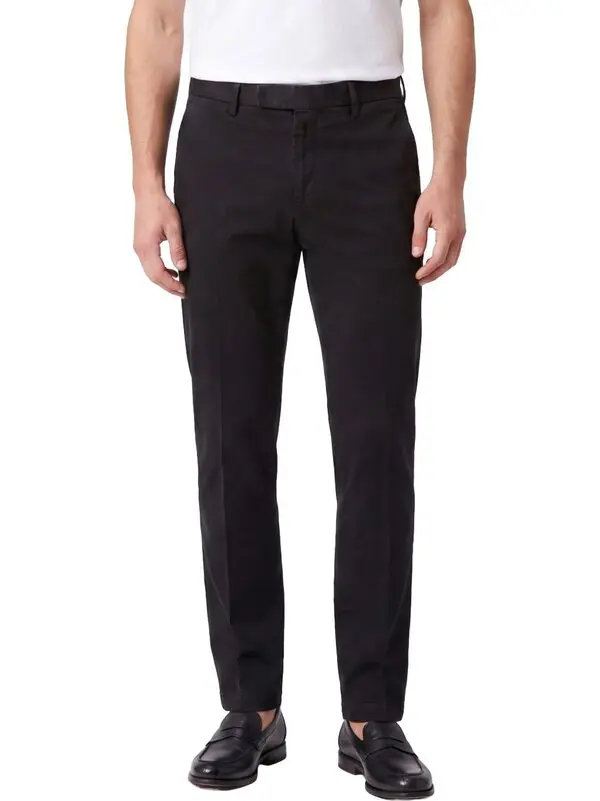 PT TORINO Pleated Slim Fit Chinos In Stretch Cotton - Black