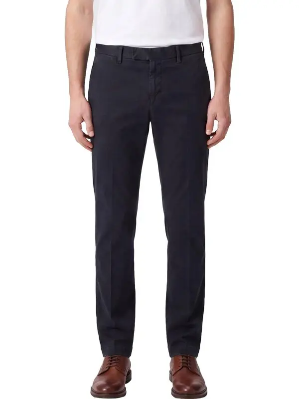 PT TORINO Pleated Slim Fit Chinos In Stretch Cotton - Blue