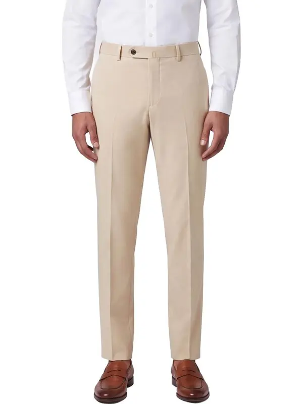 PT TORINO Slim Fit Cotton And Silk Tailored Trousers - Beige