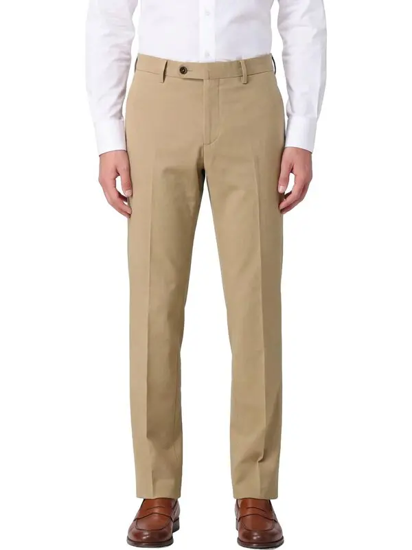 PT TORINO Slim Fit Cotton And Silk Tailored Trousers - Brown