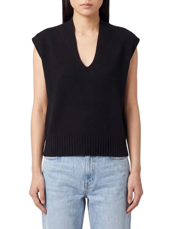 ROBERTO COLLINA V-neck Wool Knitted Gilet - Black