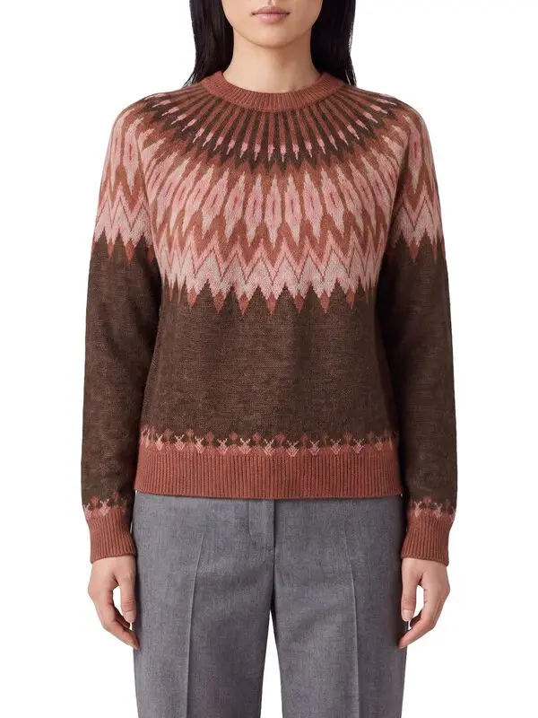 ROBERTO COLLINA Fair Isle Knit Sweater - Brown