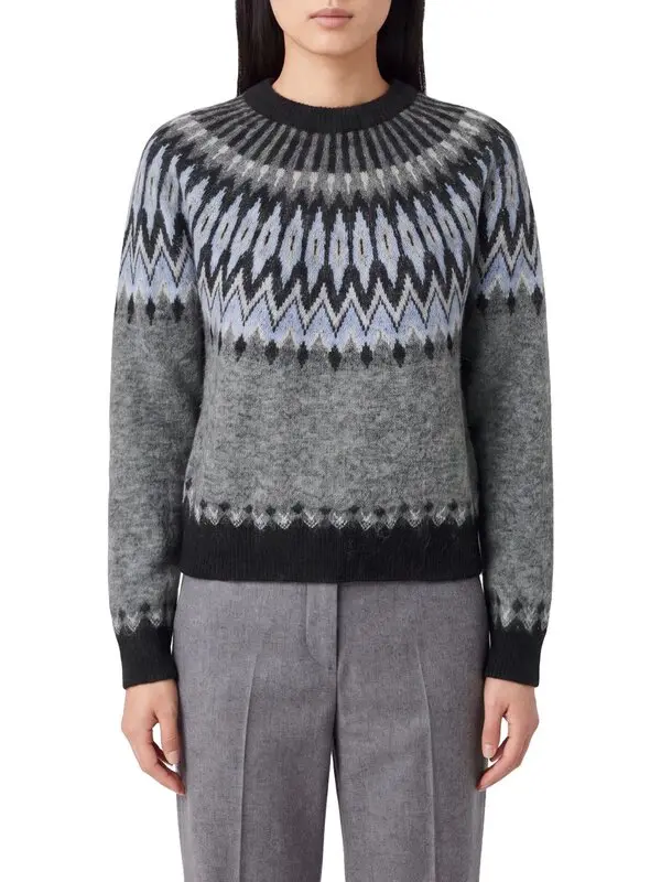 ROBERTO COLLINA Fair Isle Knit Sweater - Grey