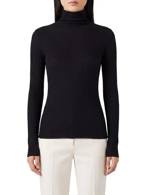 ROBERTO COLLINA Ribbed Knit Turtleneck - Black